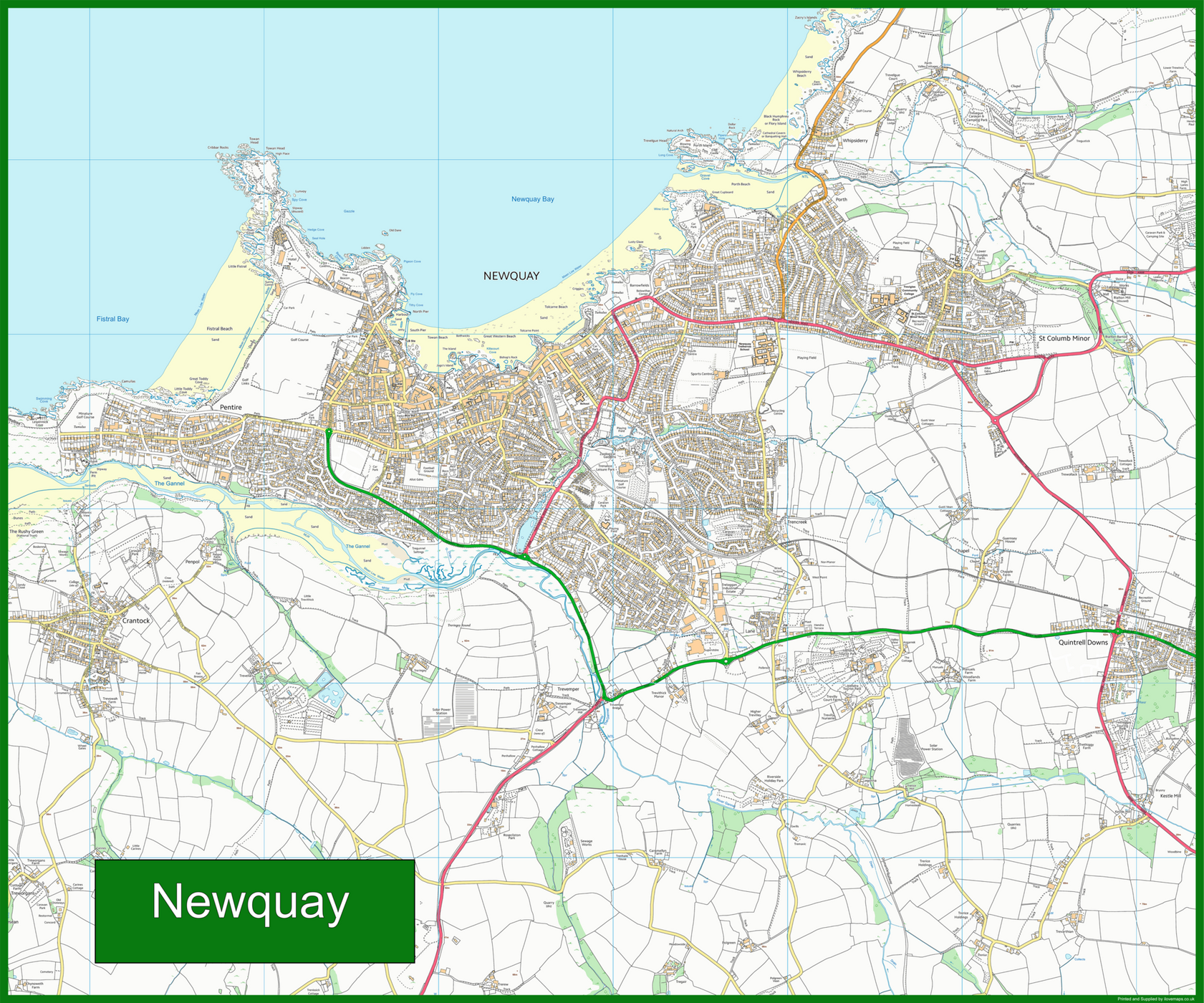 Newquay Street Coastal Area Map– I Love Maps