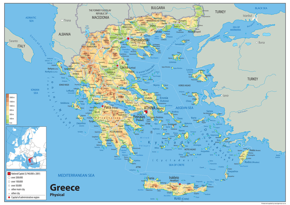 Greece Physical Map– I Love Maps