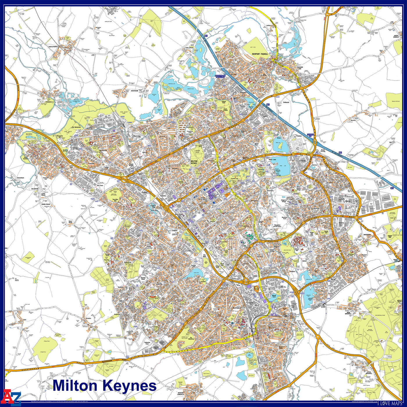 Milton Keynes 15k x 15k A-Z Map– I Love Maps