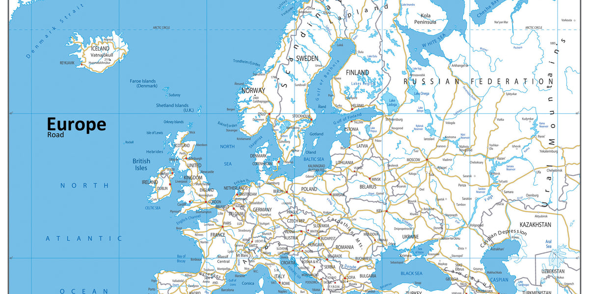 Europe Road Mounted Map– I Love Maps