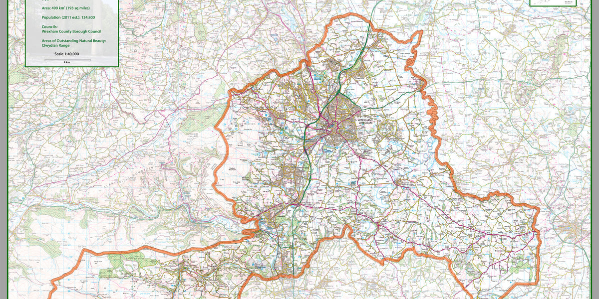 Wrexham County Map– I Love Maps