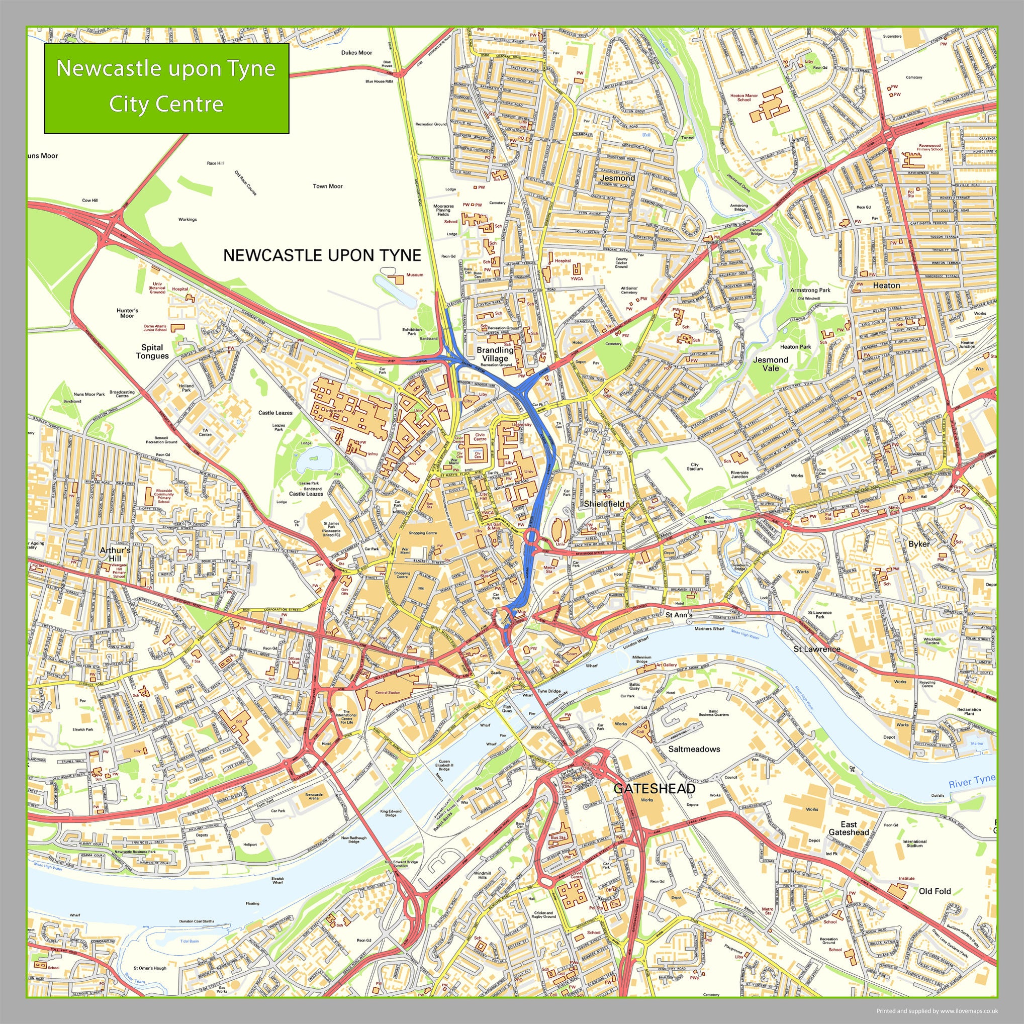 Newcastle City Centre Street Map– I Love Maps