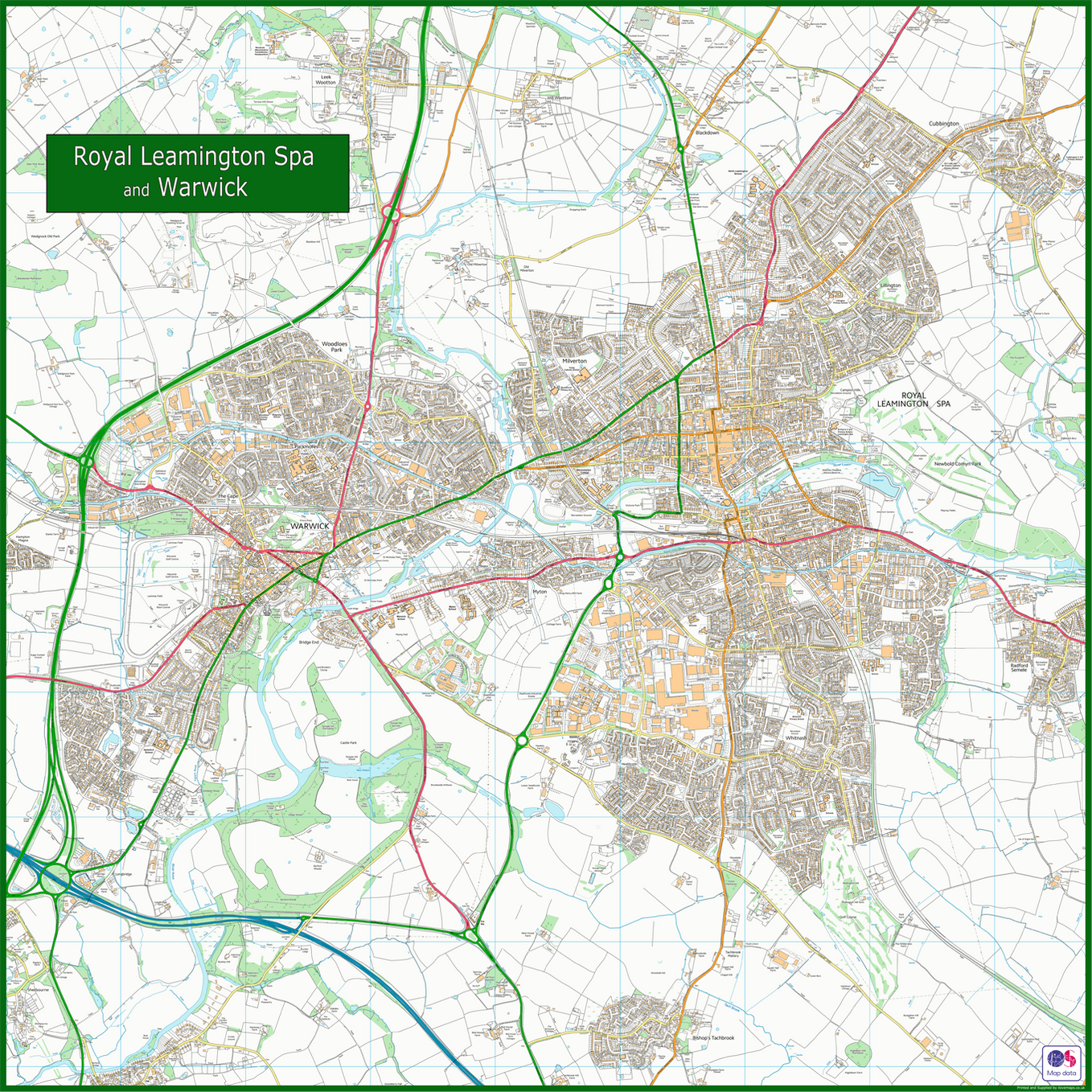 Royal Leamington Spa and Warwick Street Map– I Love Maps