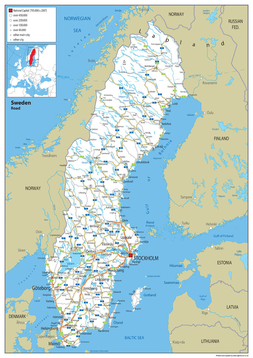 Sweden Road Map– I Love Maps