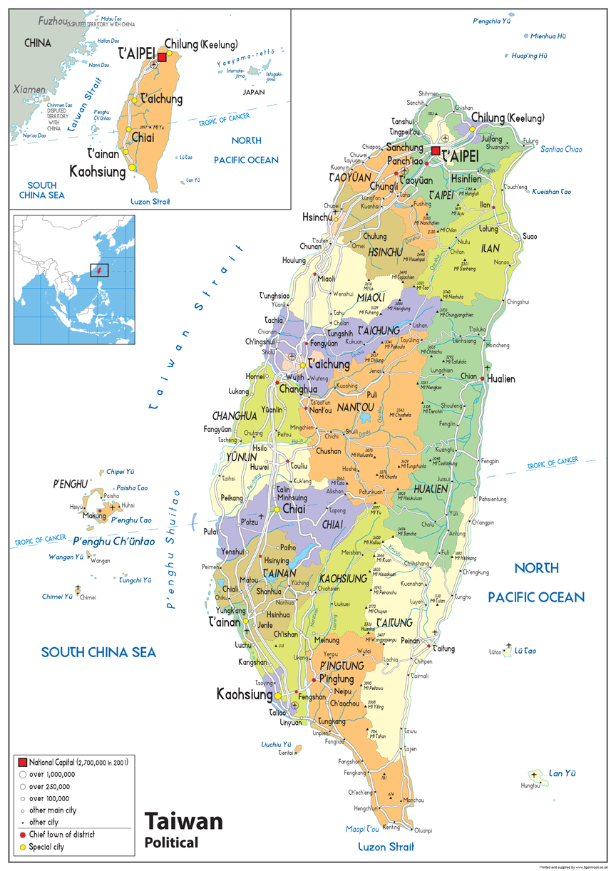 Taiwan Political Map– I Love Maps