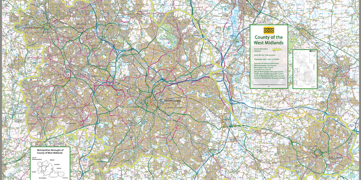 West Midlands County Map– I Love Maps