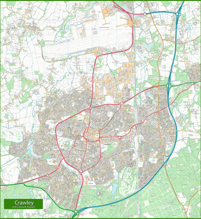 Crawley and Gatwick Airport Street Map– I Love Maps