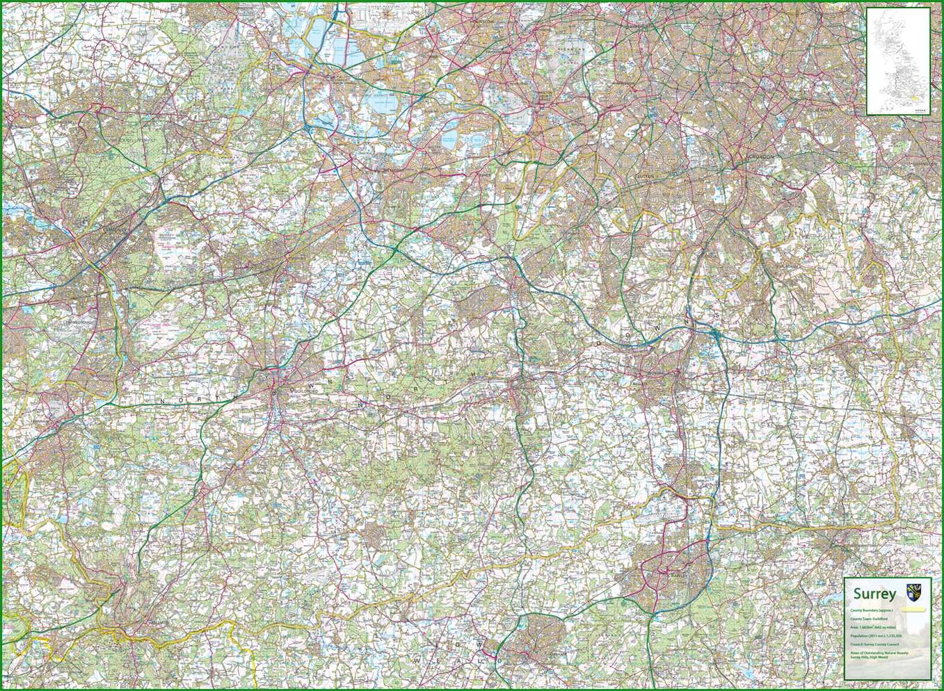 Surrey County Map 50k– I Love Maps