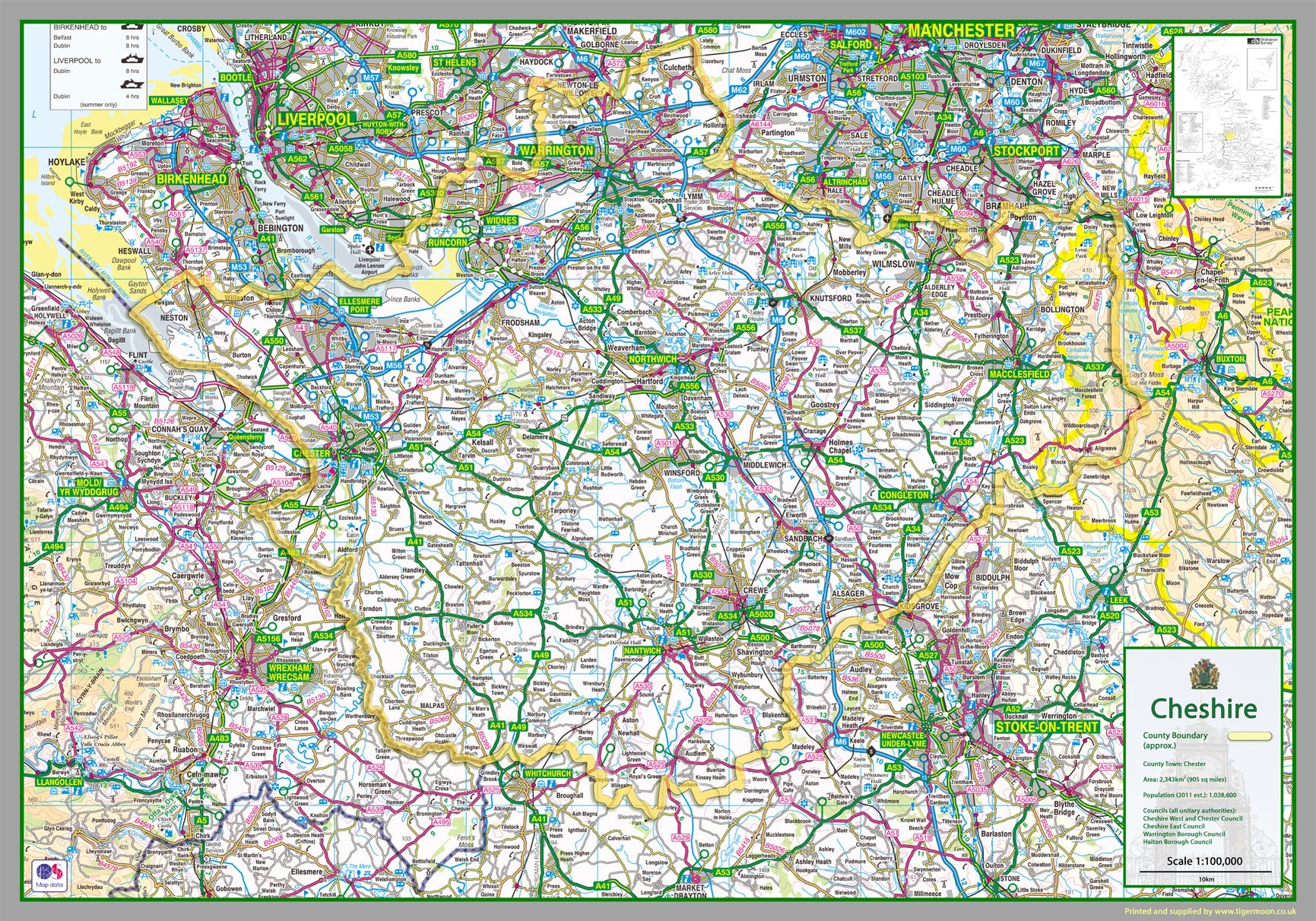 Cheshire County Map– I Love Maps