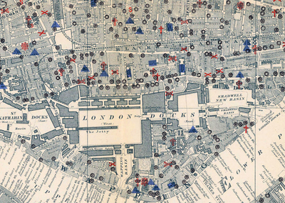 London 1899-1900 Historic Map Showing Places of Worship, Schools, Beer ...