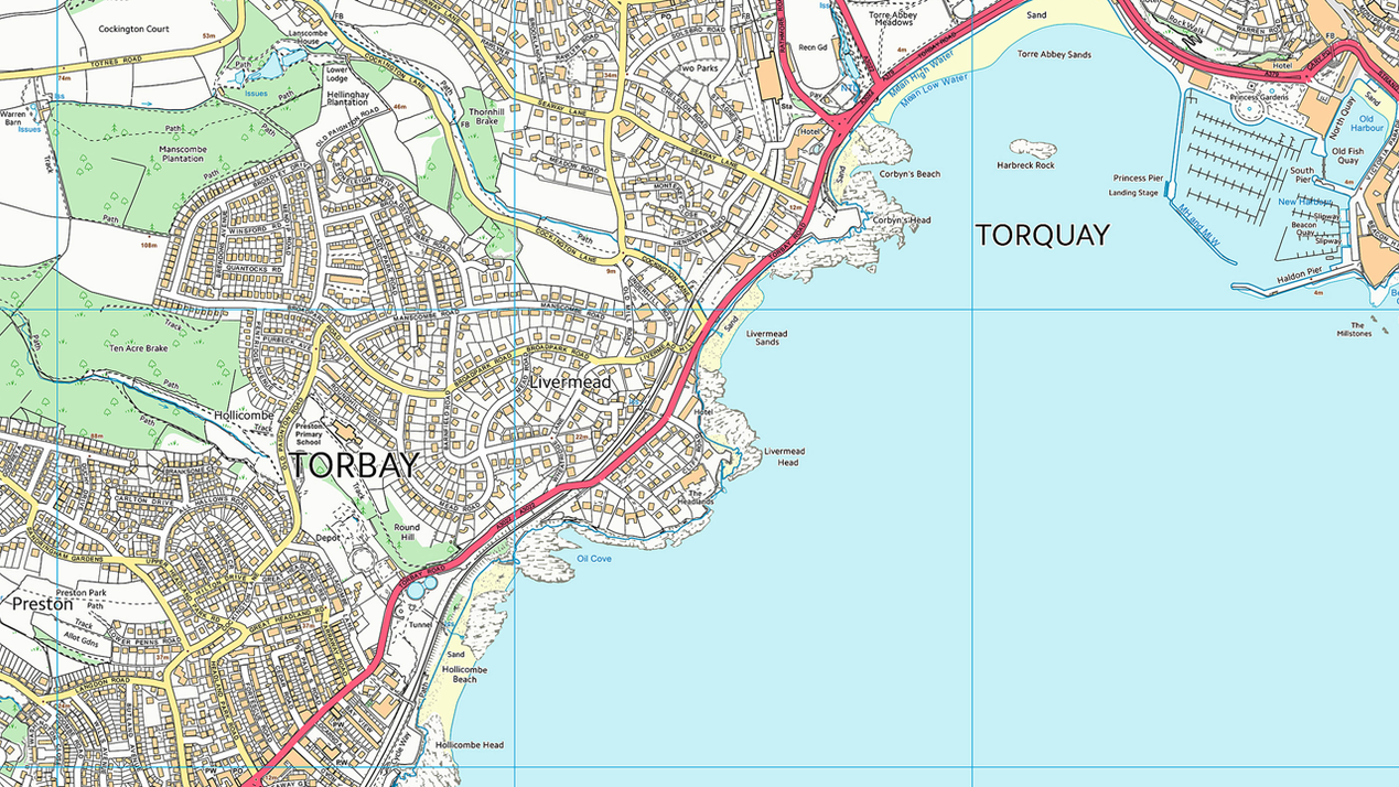 Torquay, Paignton and Brixham Coastal Area Map– I Love Maps