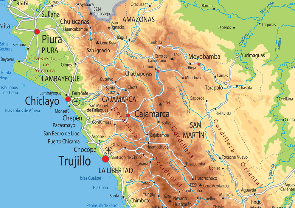 Peru Physical Map– I Love Maps
