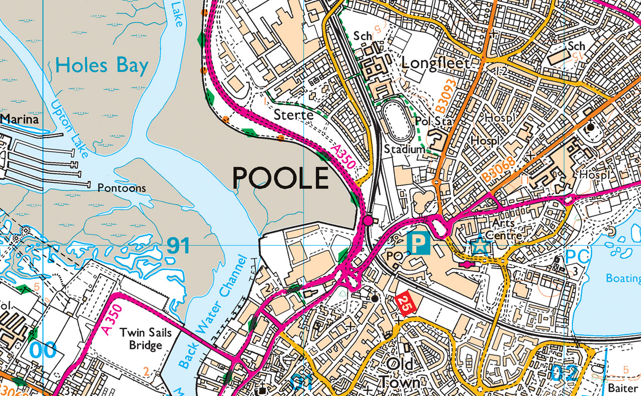 Bournemouth and Poole Harbour Coastal Area Map– I Love Maps