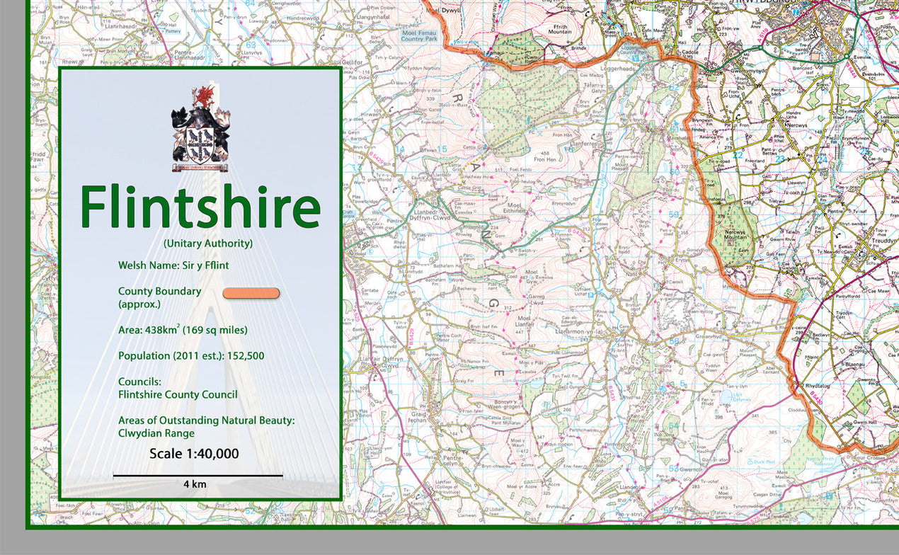 Flintshire County Map– I Love Maps