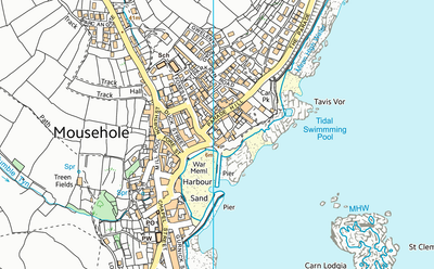 Penzance, Newlyn and Mousehole Coastal Area Map– I Love Maps