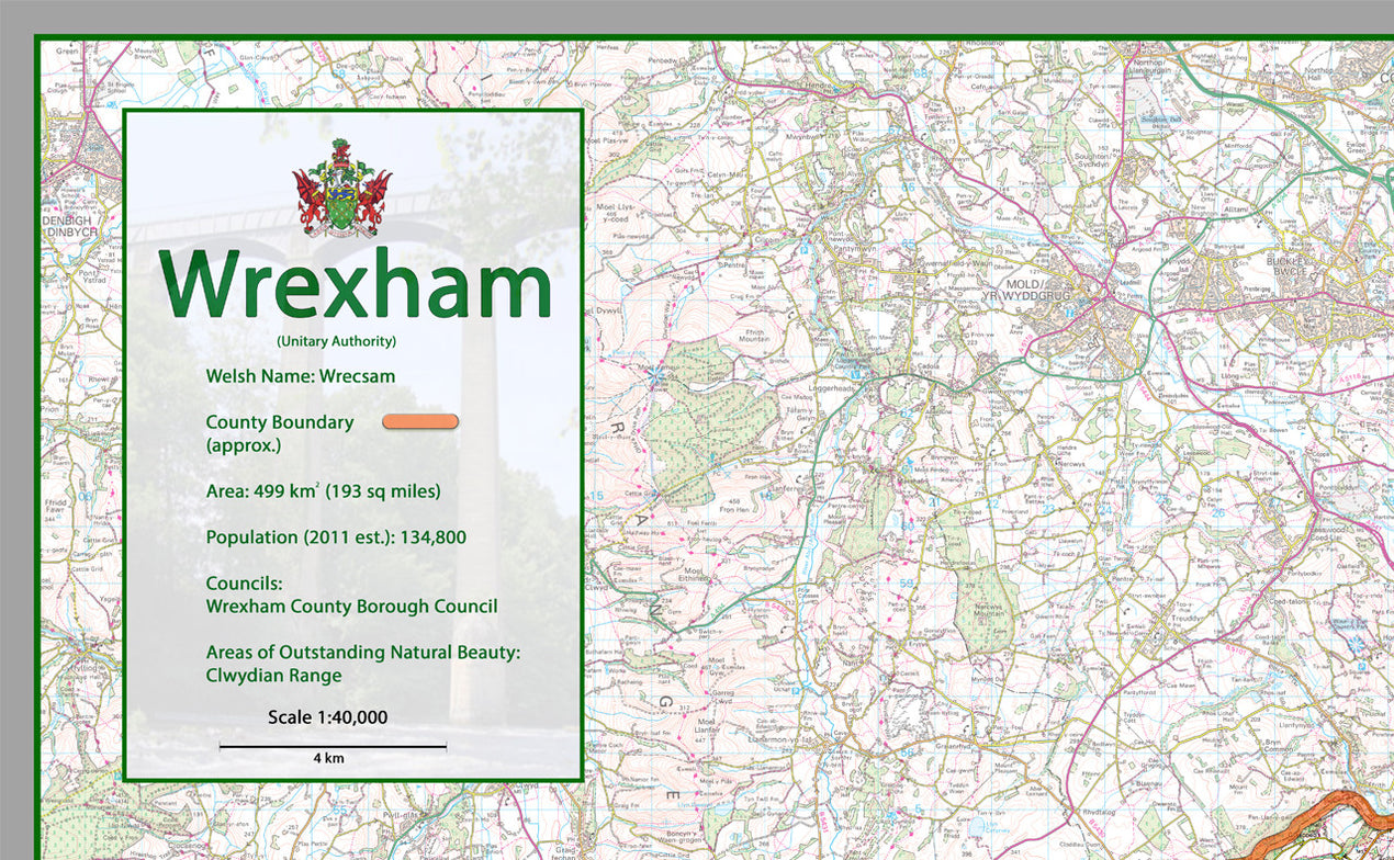 Wrexham County Map– I Love Maps