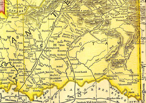 Western Portion of Oklahoma 1895 Map | I Love Maps
