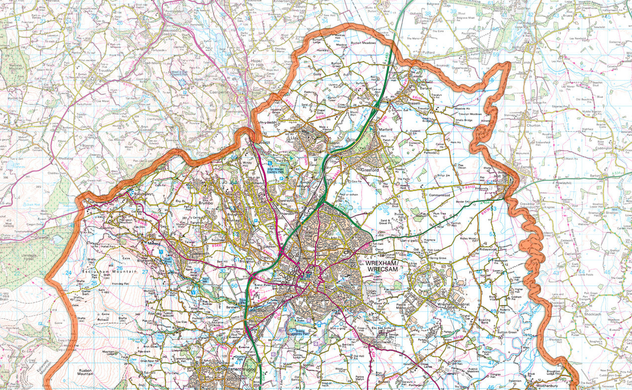 Wrexham County Map– I Love Maps
