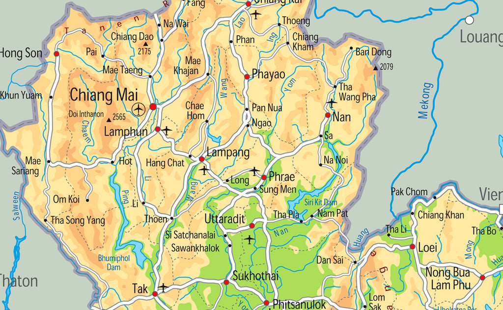 Thailand Physical Map | I Love Maps