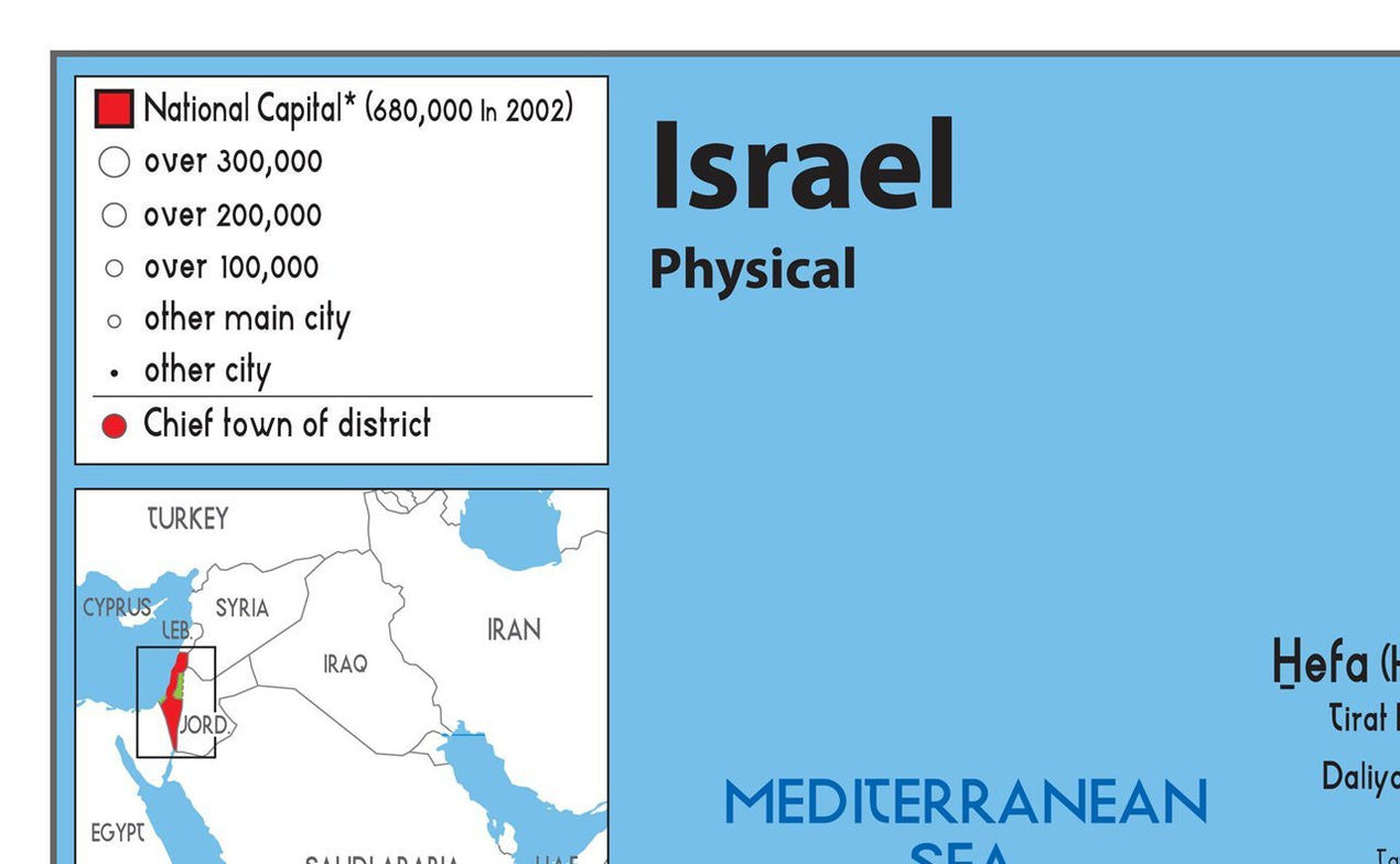 Israel physical features map