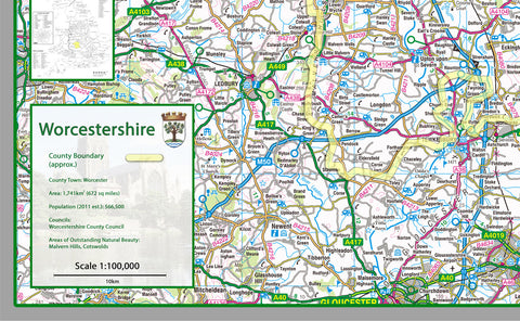 Worcestershire County Map | I Love Maps