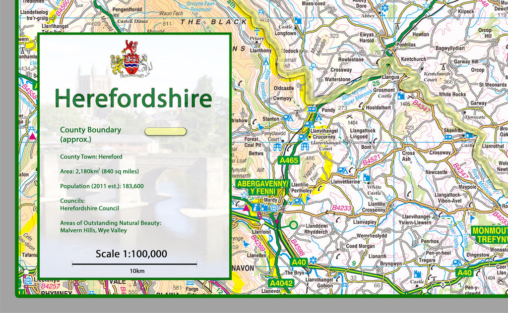 Herefordshire County Map | I Love Maps