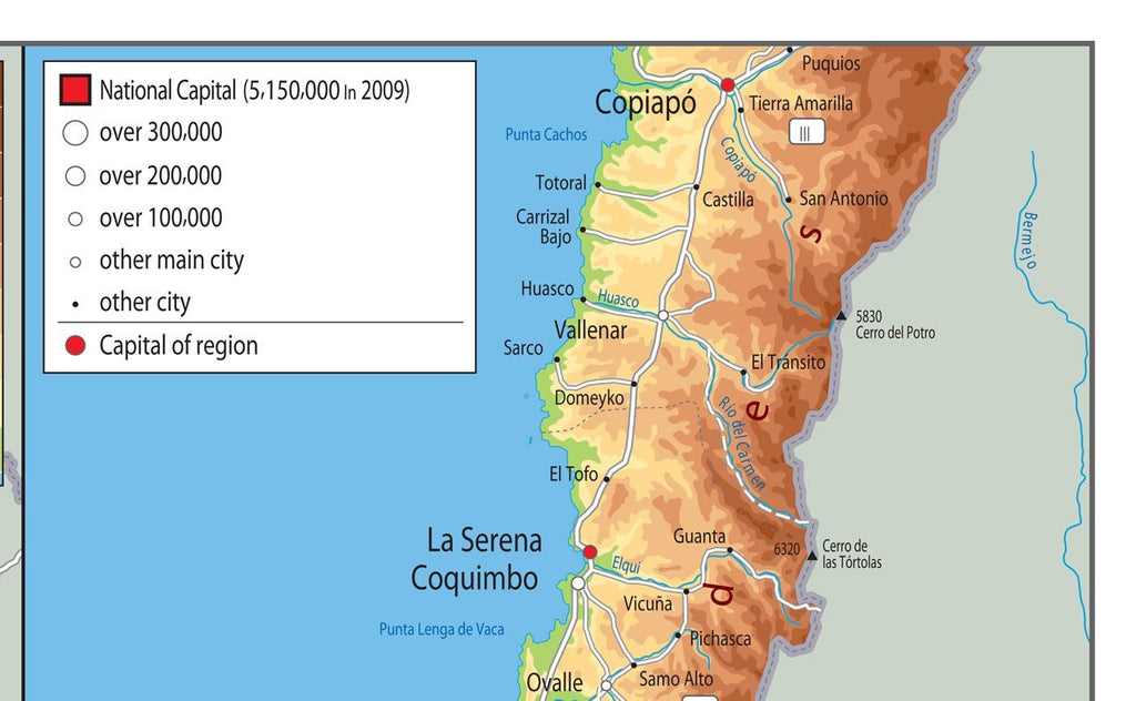 Chile Physical Map | I Love Maps