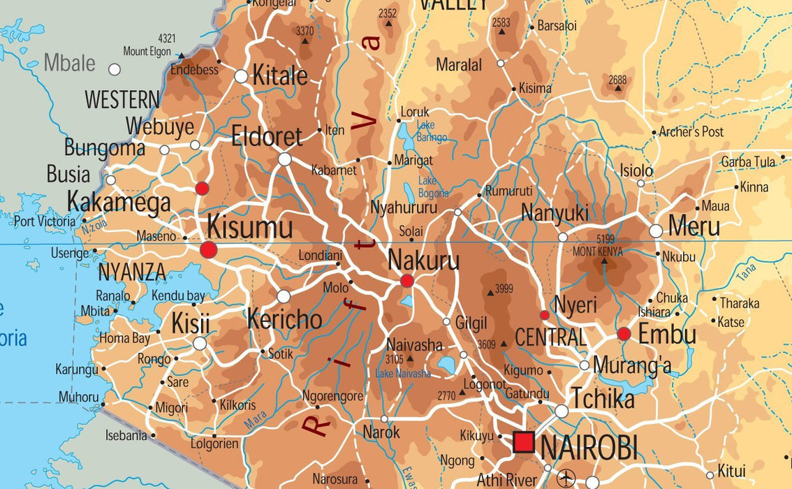 Kenya Physical Map– I Love Maps