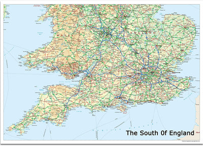 The South of England Physical Map– I Love Maps