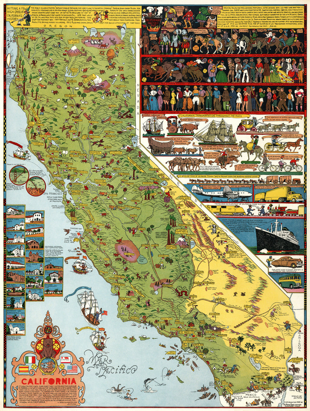 California Illustrated Pictorial Map by Jo Mora - 1945– I Love Maps