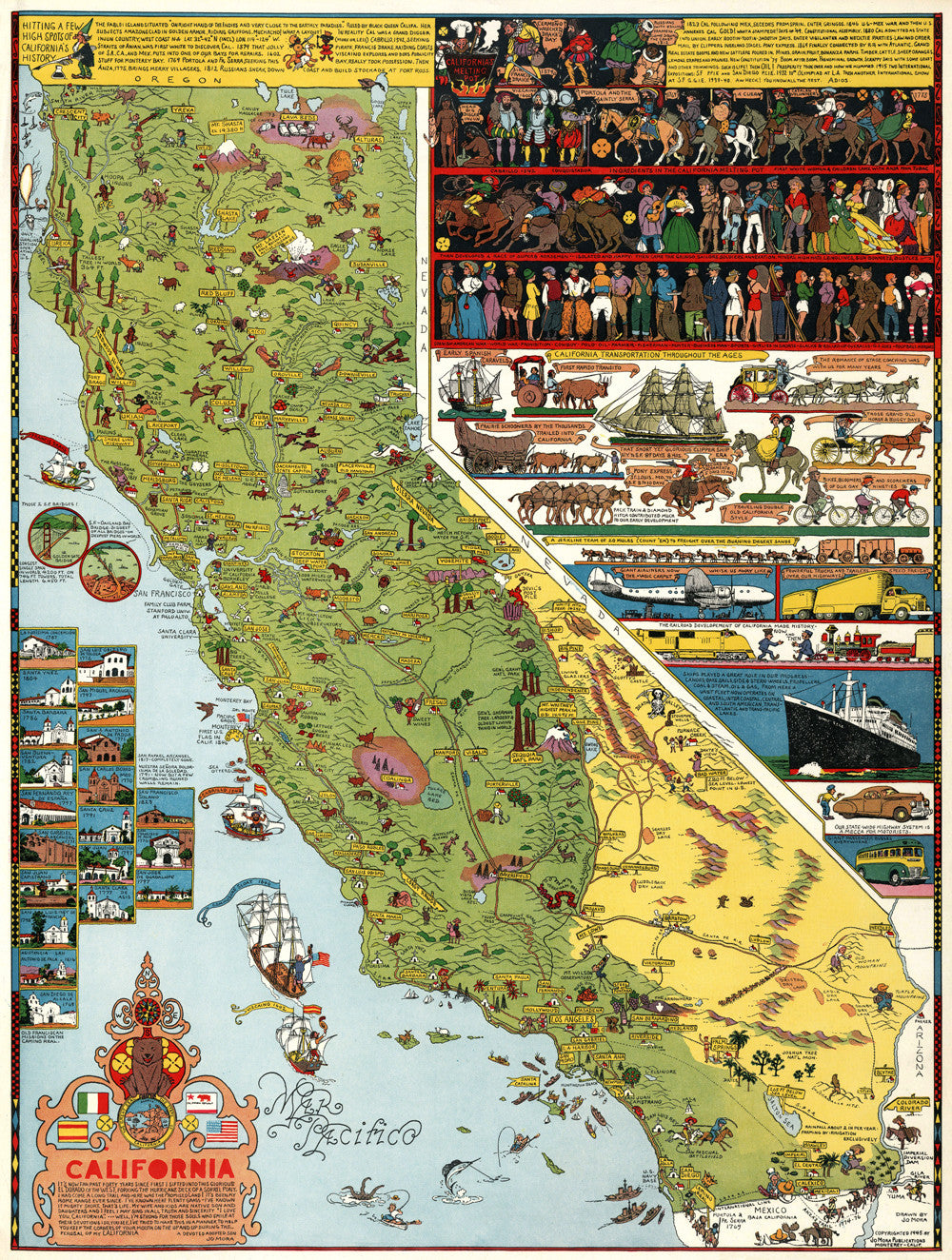 California Illustrated Pictorial Map by Jo Mora - 1945– I Love Maps