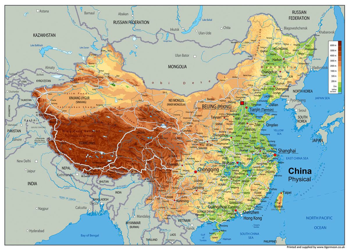 China Physical Map– I Love Maps