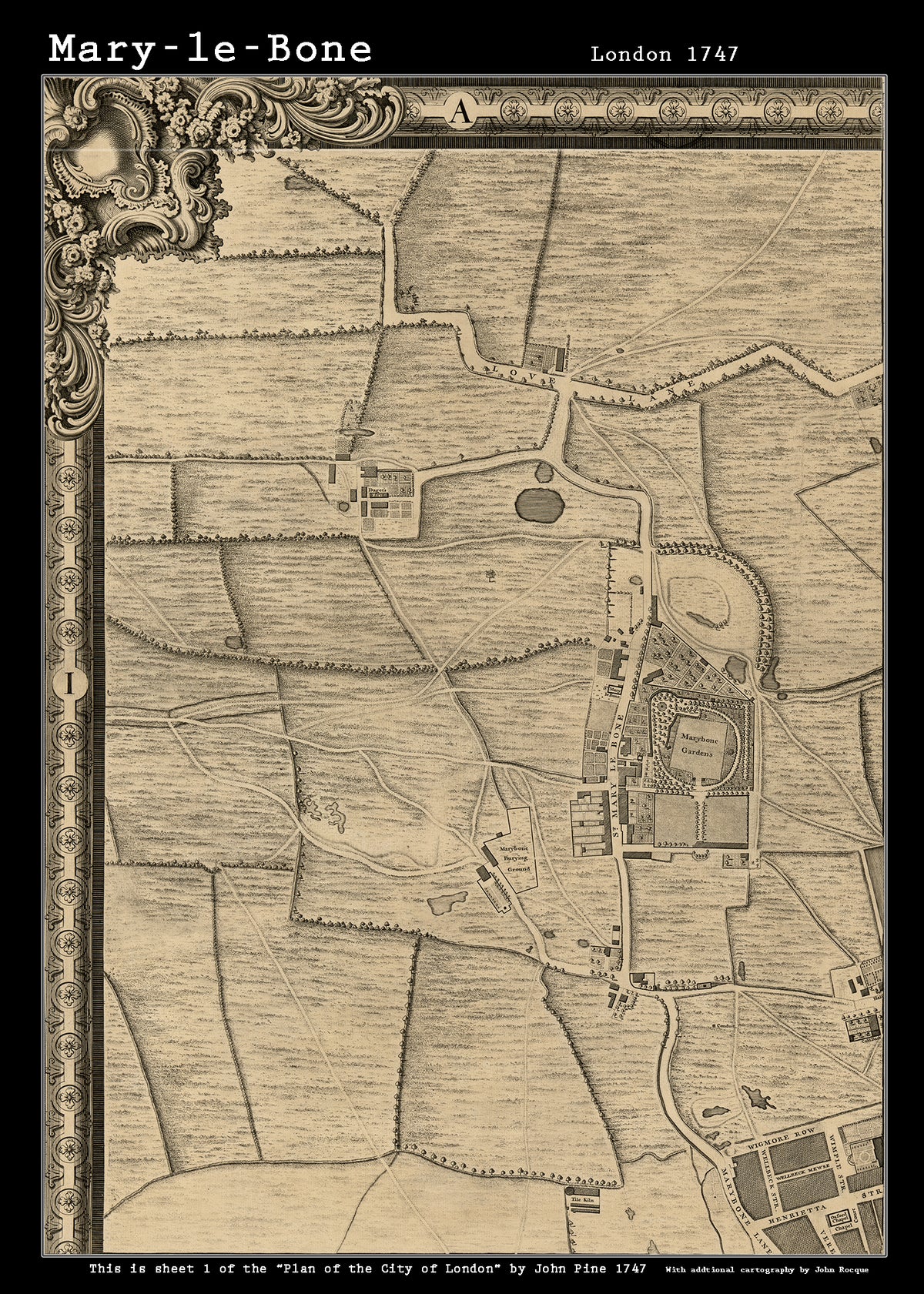 John Rocques New Map of London 1746 Marylebone– I Love Maps