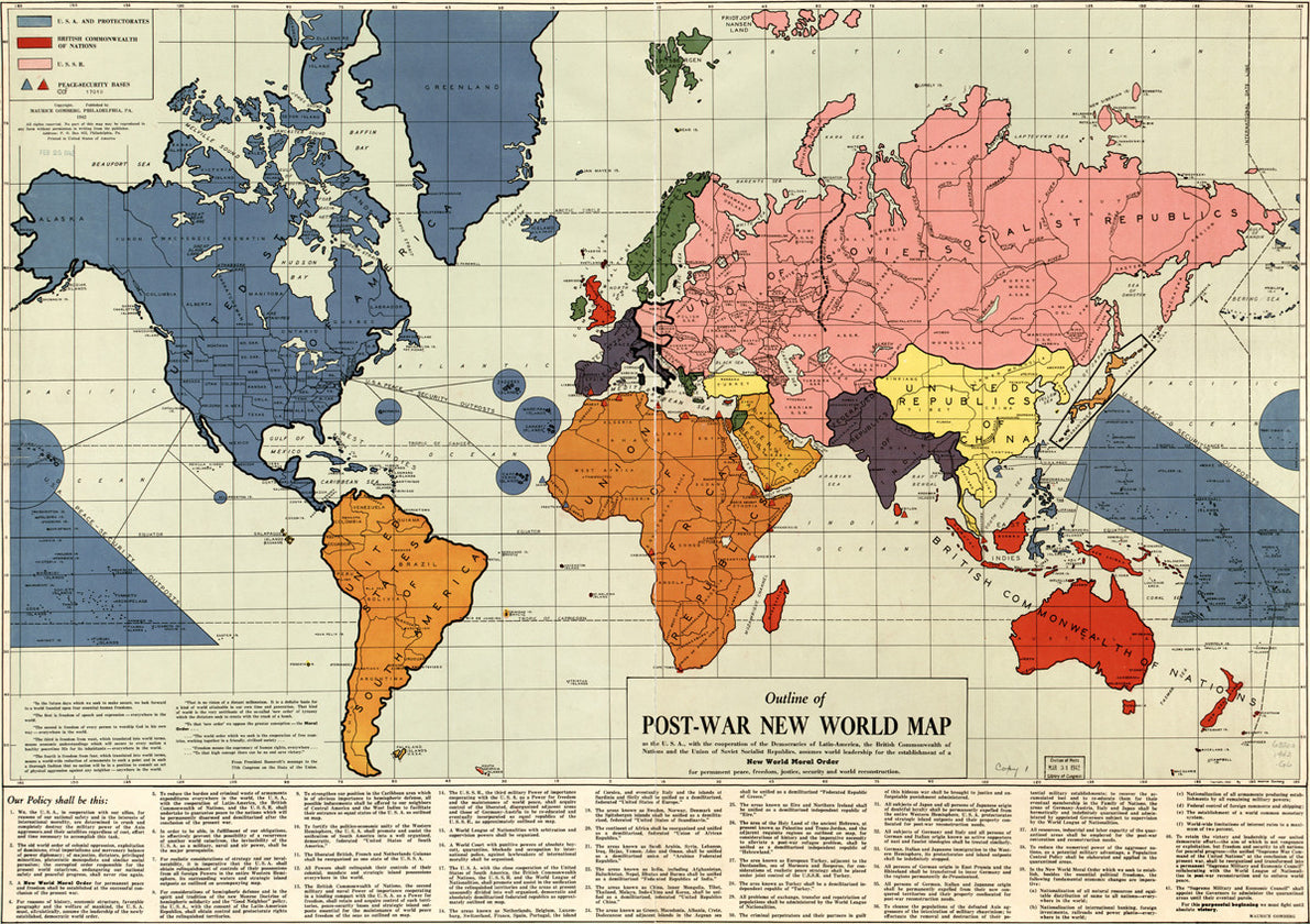 Post-War Political New World Map by Maurice Gomberg - 1942– I Love Maps