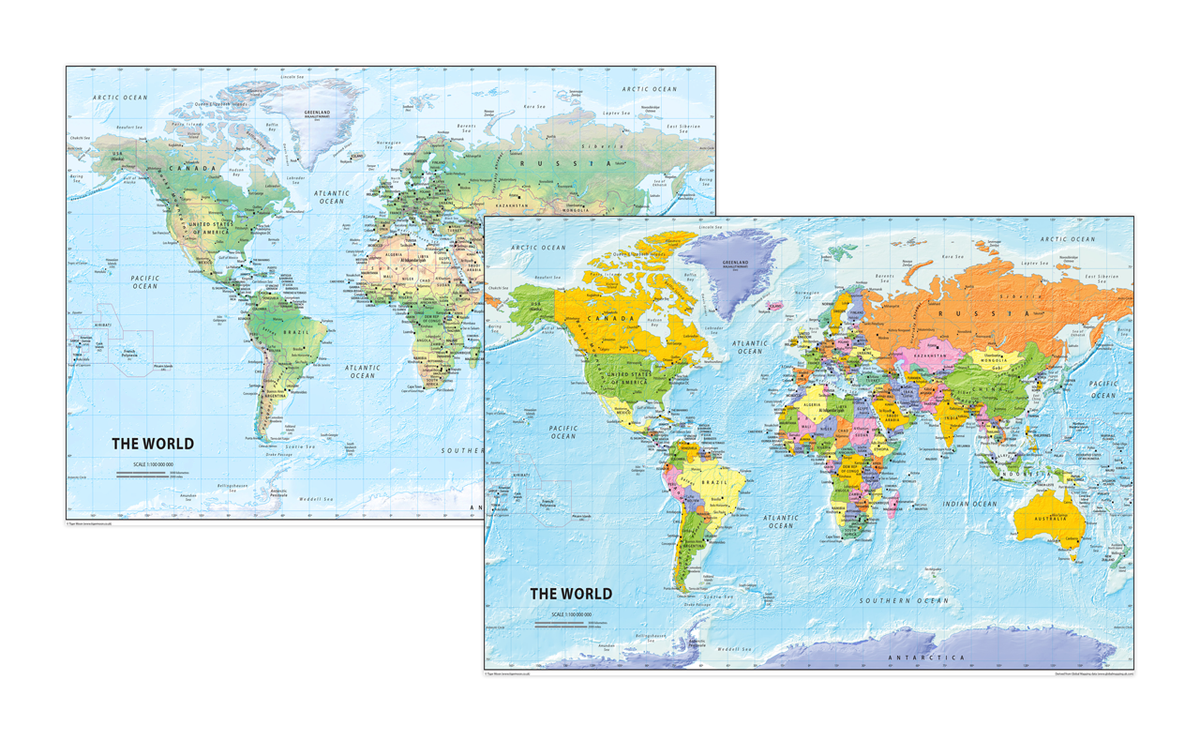 The World Map Set - Physical and Political– I Love Maps