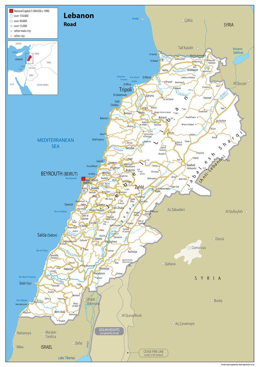 Lebanon Road Map– I Love Maps