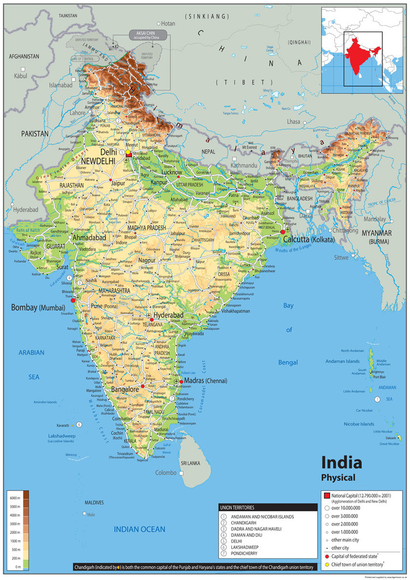 India Physical Map– I Love Maps