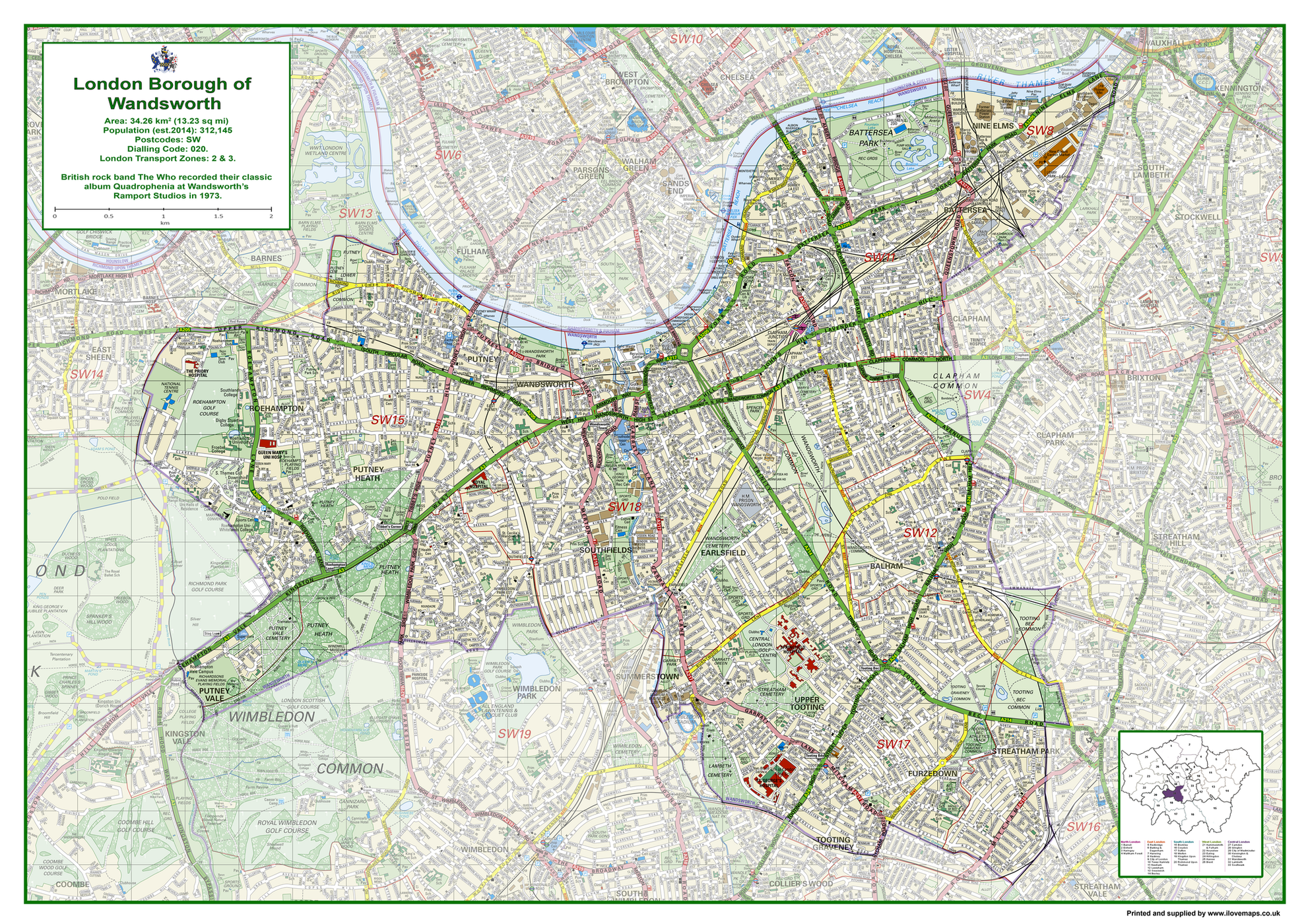 Wandsworth London Borough Map– I Love Maps