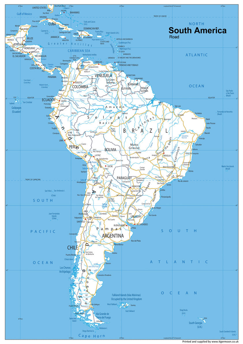 South America Road Map– I Love Maps
