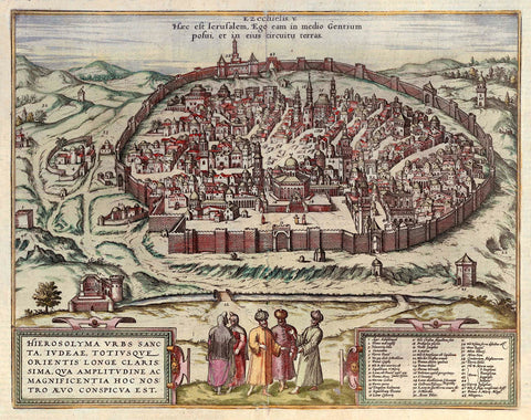 Antique 1582 Map of Jerusalem by Georg Braun and Frans Hogenberg | I ...