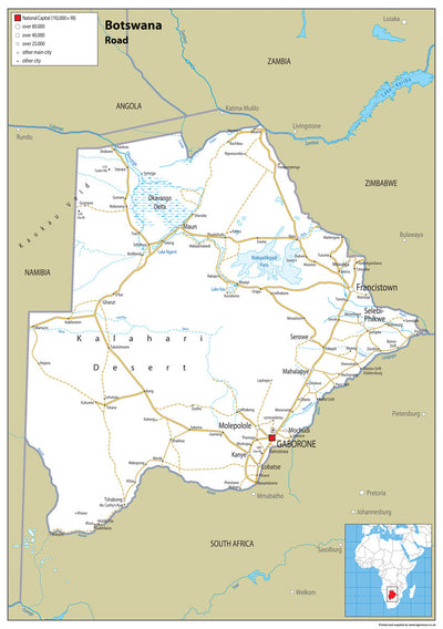 Botswana Road Map– I Love Maps