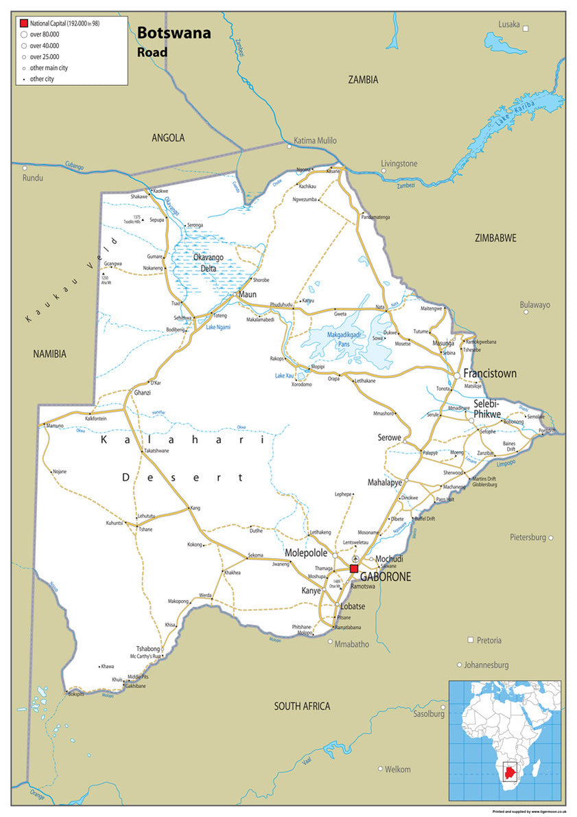 Botswana Road Map– I Love Maps