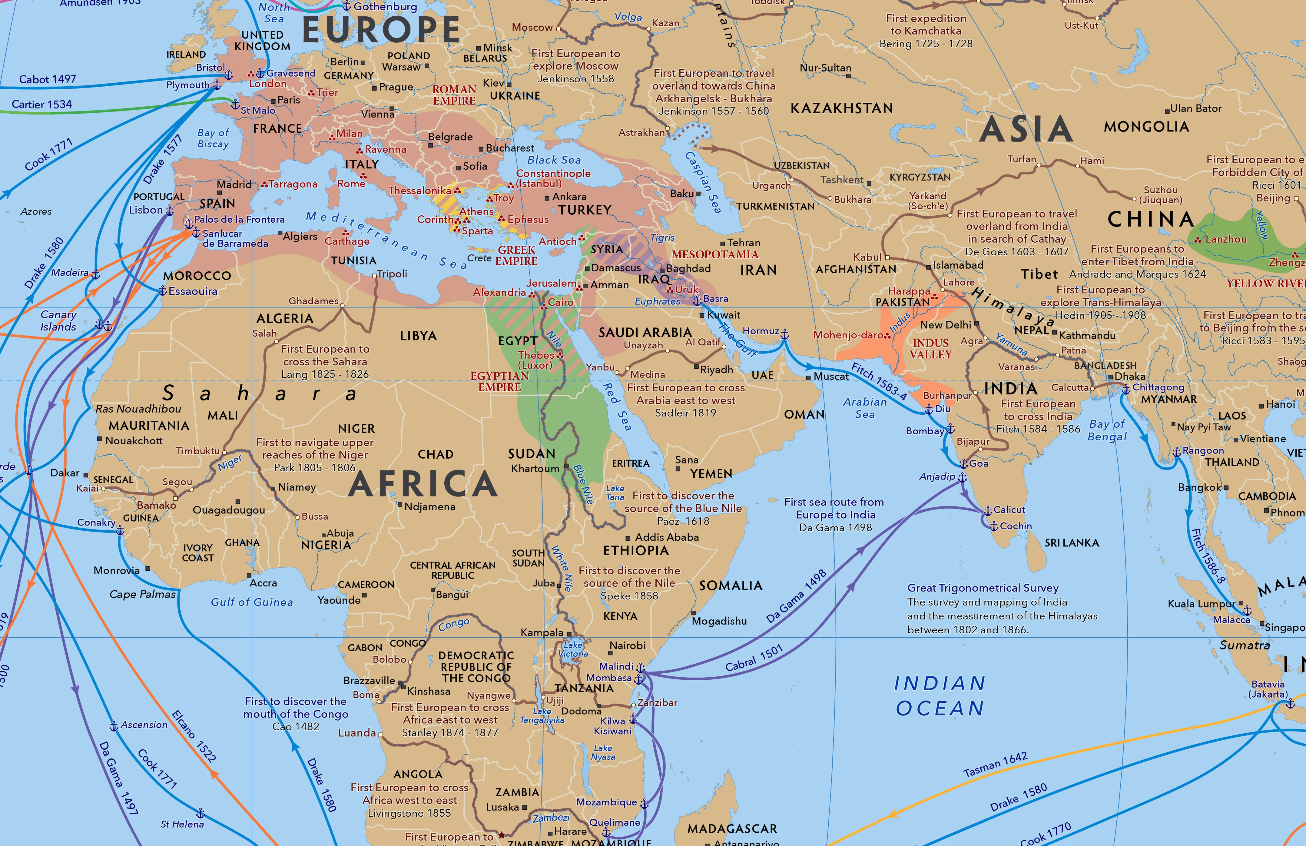 Great Discoveries World Map - 100cm x 70cm– I Love Maps