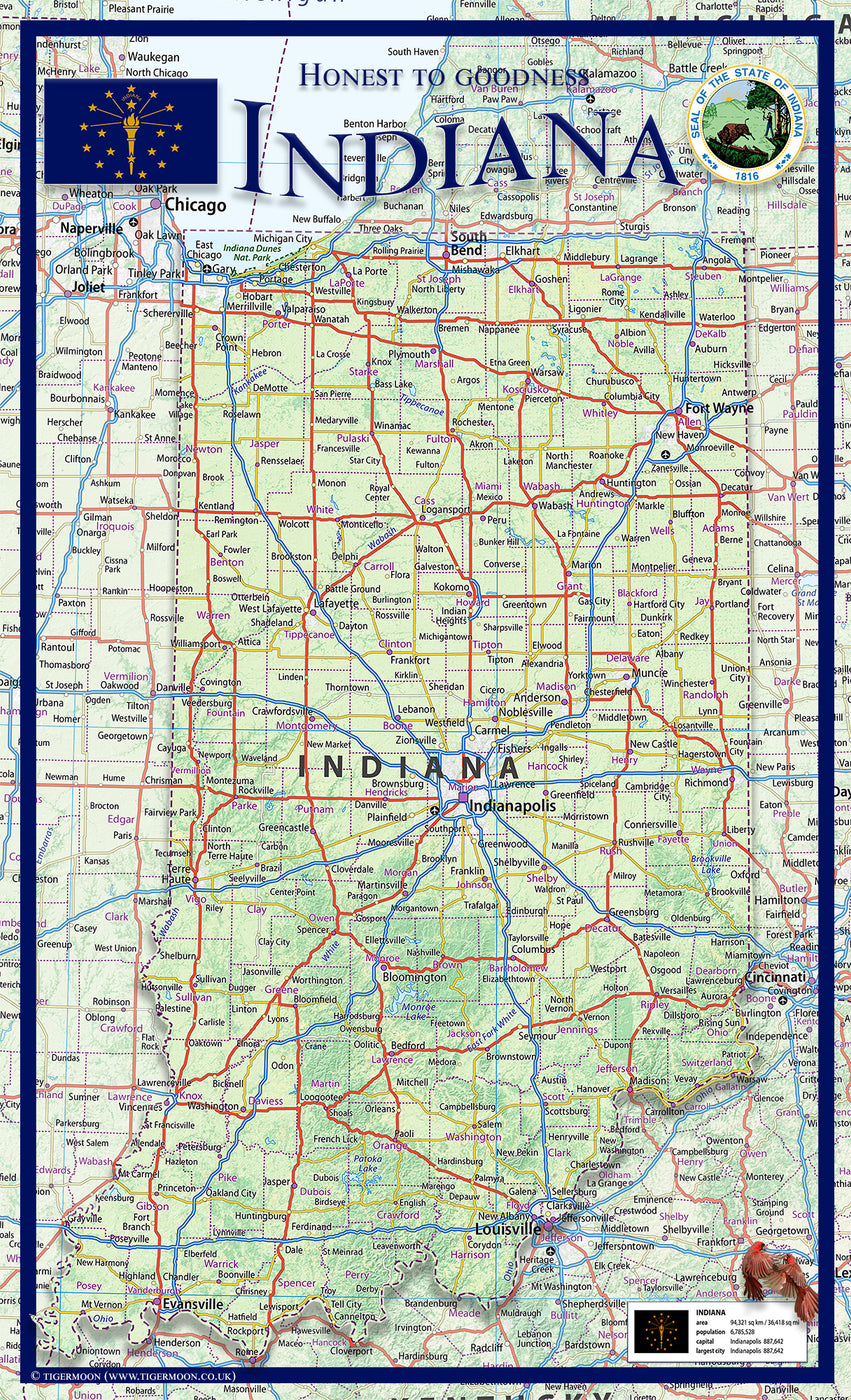 Indiana State Physical Map– I Love Maps