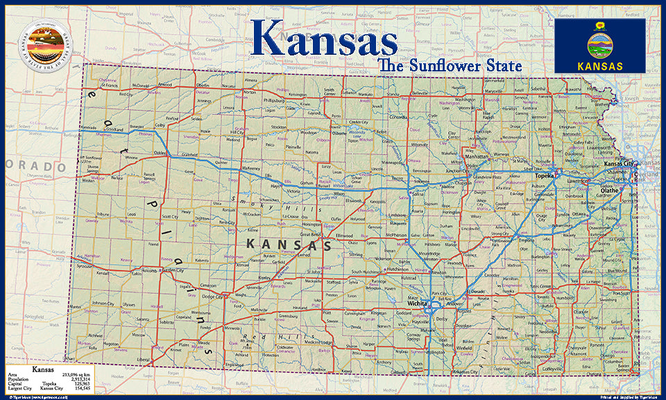 Kansas state map– I Love Maps