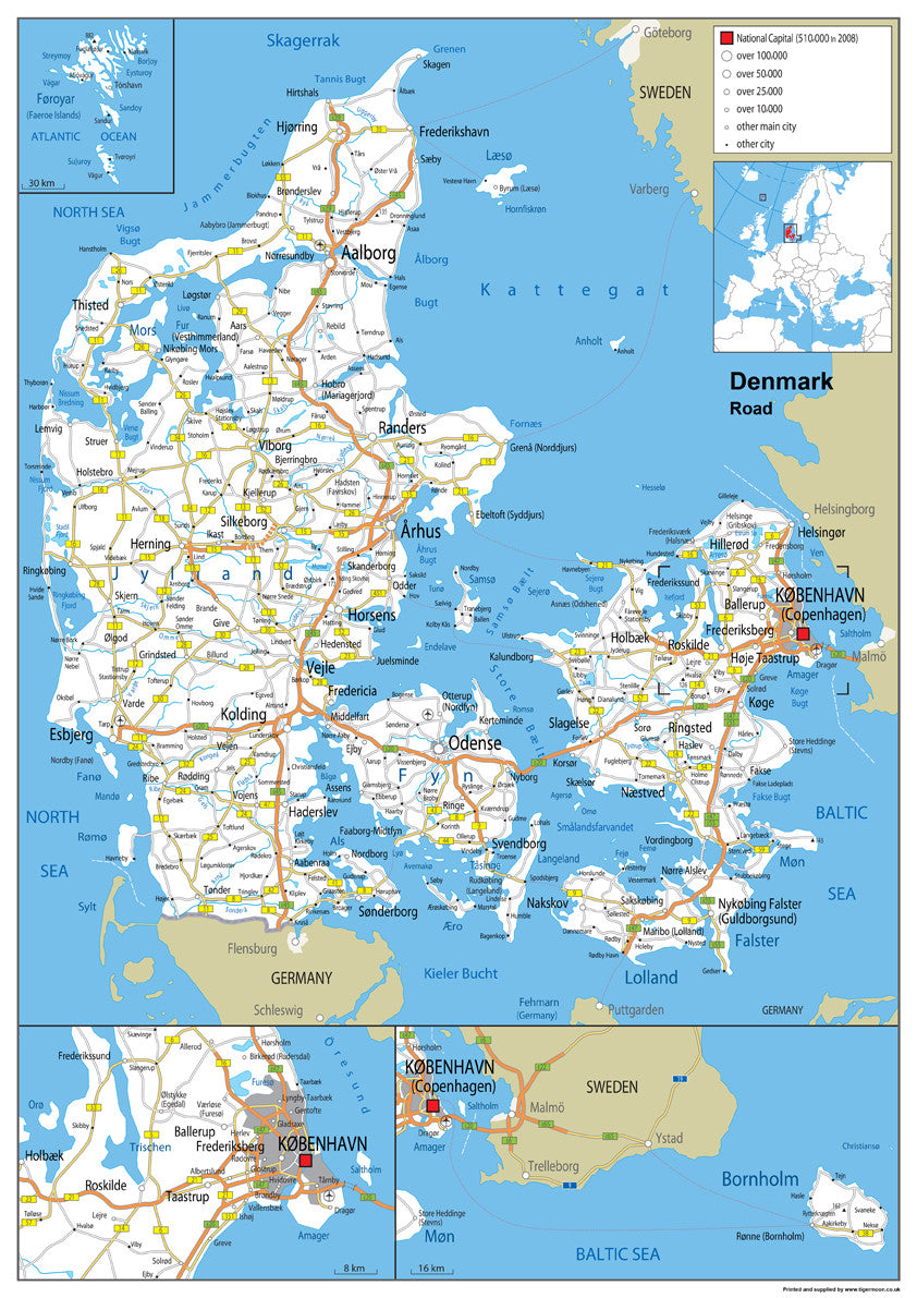 Denmark Road Map– I Love Maps