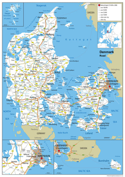 Denmark Road Map– I Love Maps