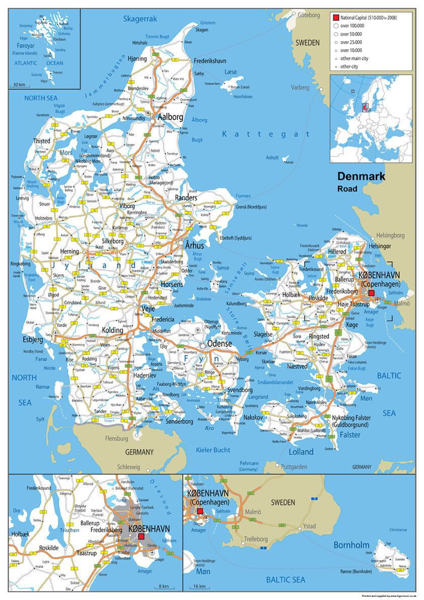 Denmark Road Map– I Love Maps