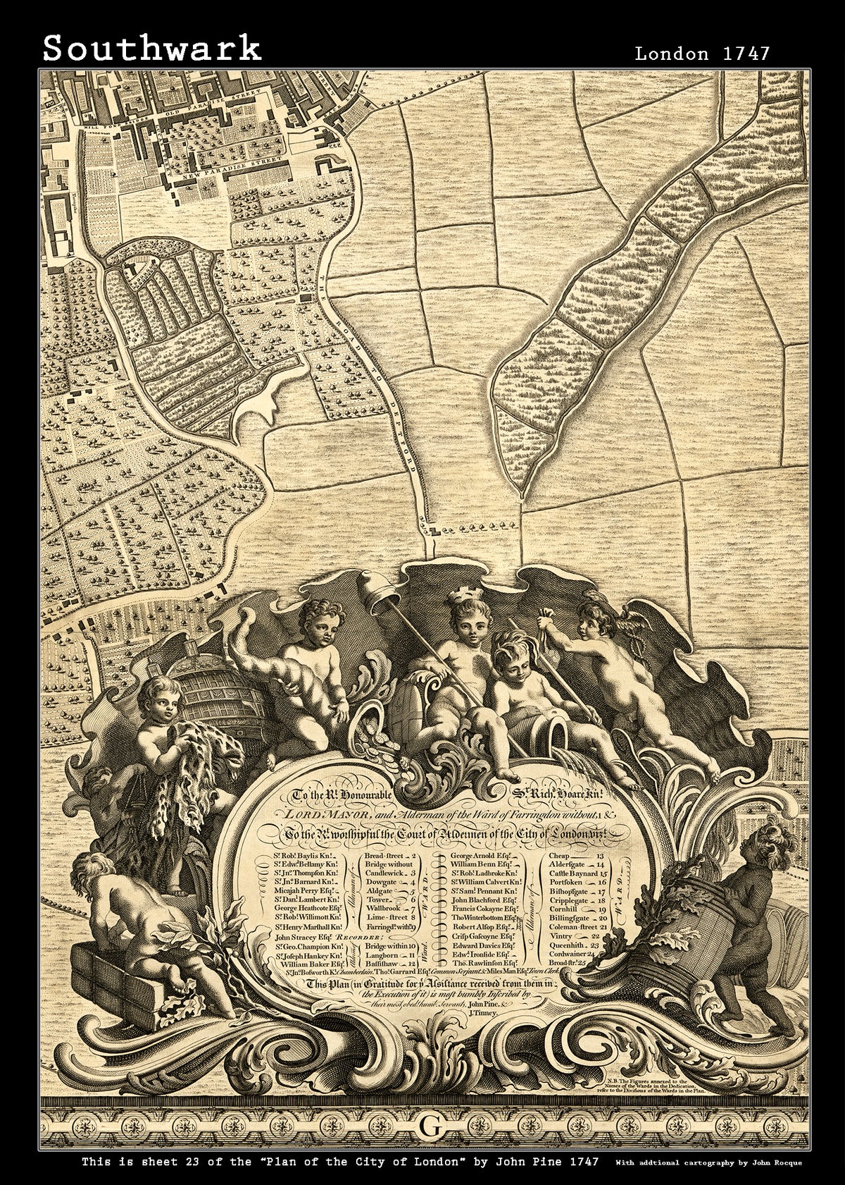 John Rocques New Map of London 1746 Southwark - size A2– I Love Maps