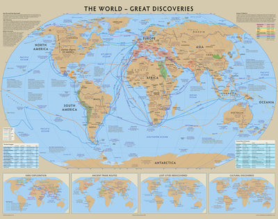 Set Of Two Fascinating Facts & Great Discovery World Maps - 100cm x70c ...